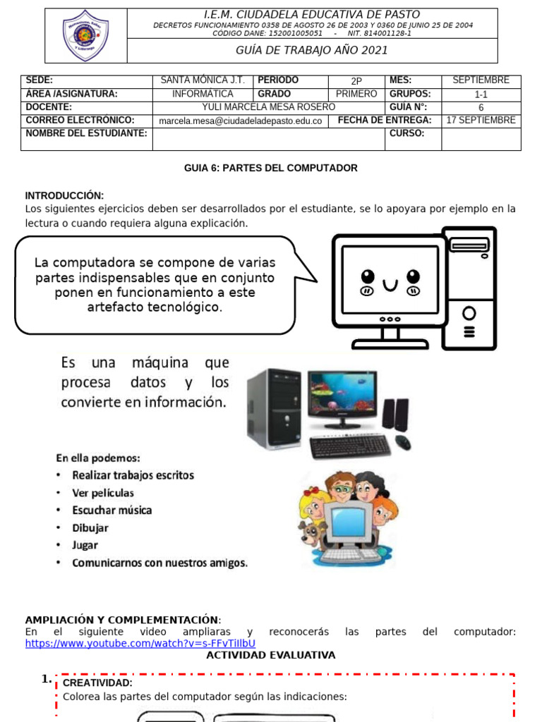 Guía de Informática: Partes del Computador | PDF | Informática