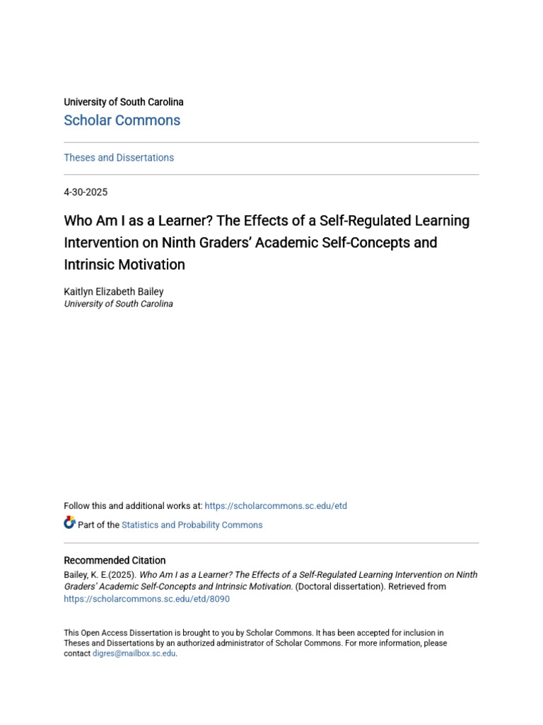 Who Am I As A Learner - The Effects of A Self-Regulated Learning | PDF ...