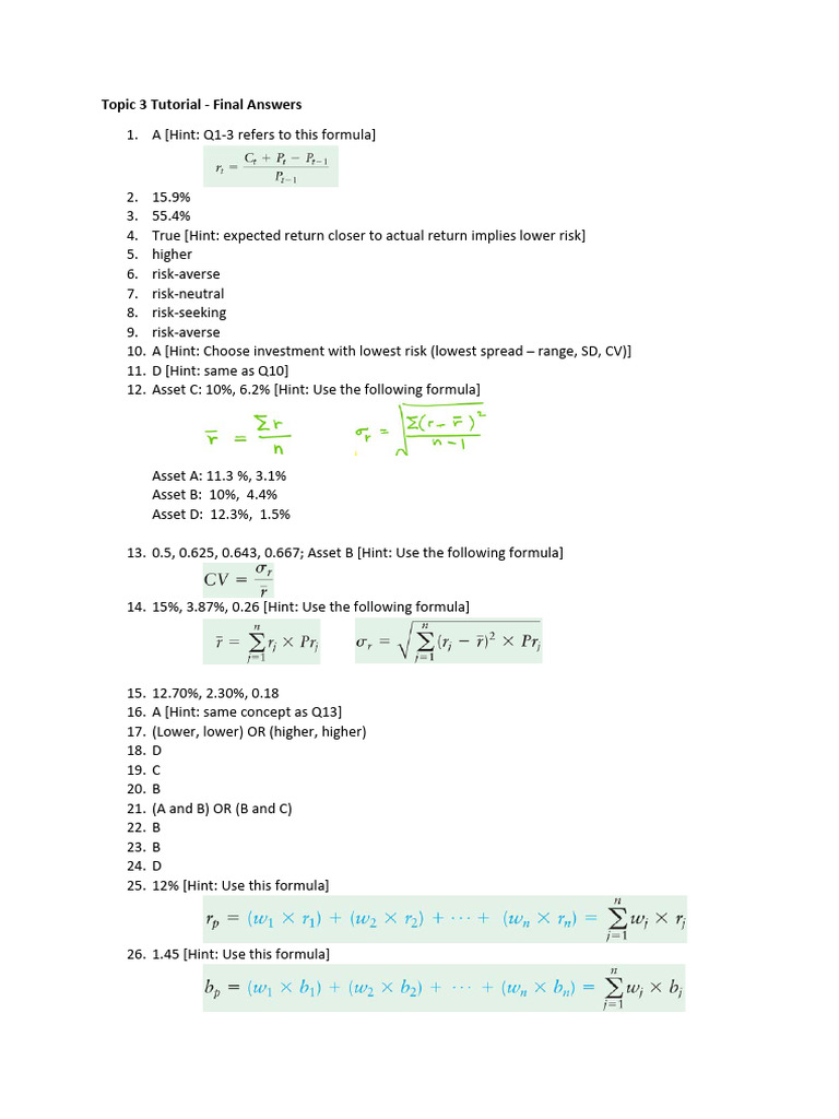 Topic 3 Tutorial - Final Answers | PDF