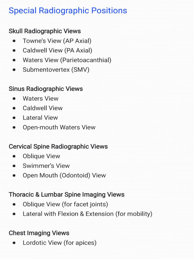 Special Radiographic Views - 1 | PDF
