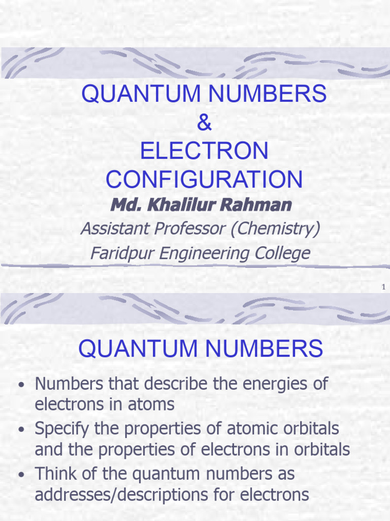 Quantum Numbers and Electron Configuration | PDF | Atomic Orbital ...