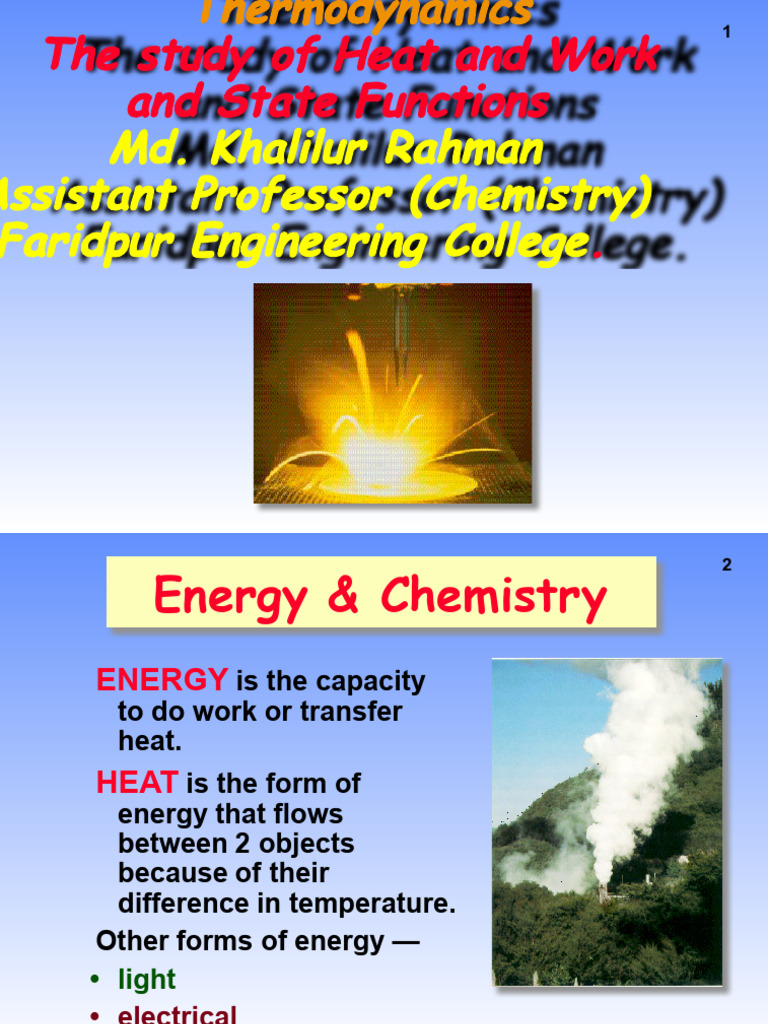 Md. Khalilur Rahman Thermochemistry 1 | PDF | Calorie | Chemistry