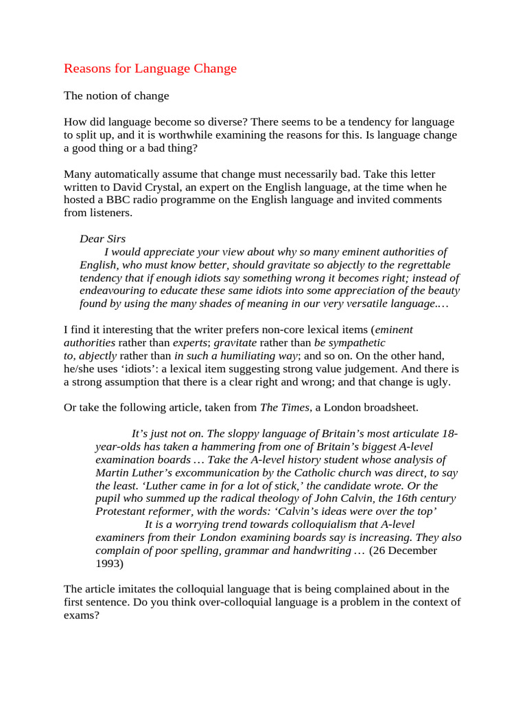 Reasons For Language Change | PDF | Standard Chinese | Dialect