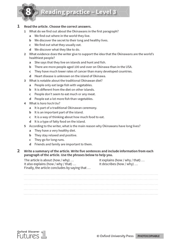 ODF1 Unit 8 Reading Practice L3 | PDF