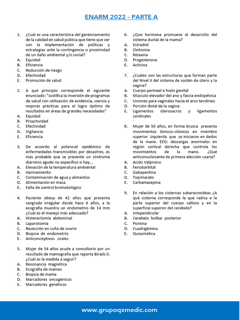 Enarm 2022 - Parte A - 12 Junio | PDF | Parto | El embarazo