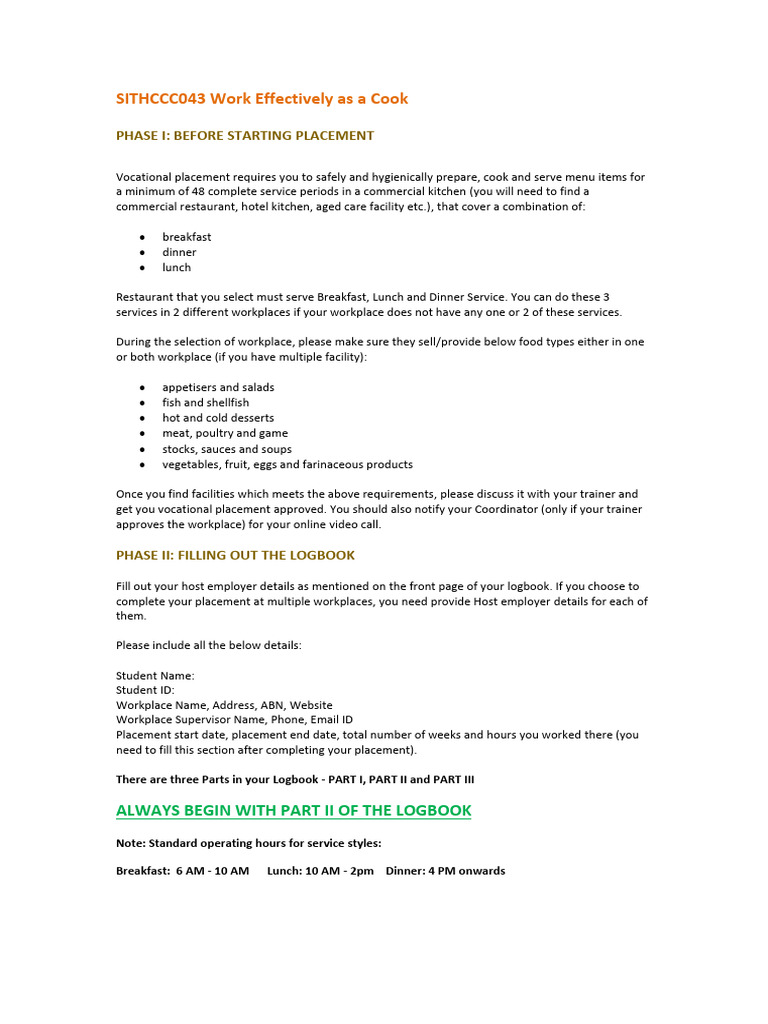 Logbook Instruction For Updated Logbook | PDF | Lunch | Menu