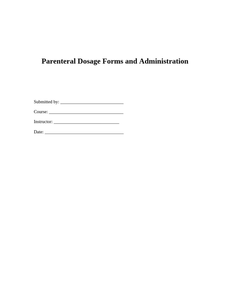 Parenteral Dosage Forms Assignment Prepared | PDF