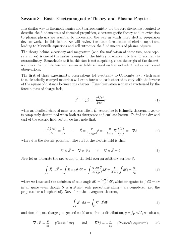MIT16 522S15 Lecture8 | PDF | Plasma (Physics) | Magnetic Field