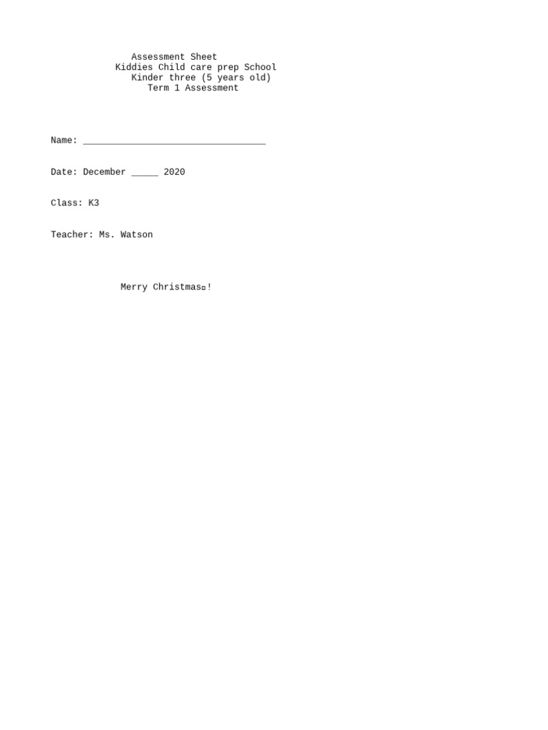 Assessment Sheet k3 Paper 1 2021 | PDF