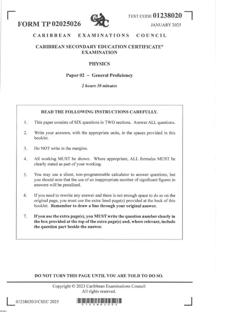 Csec Jan 2025 p2 | PDF