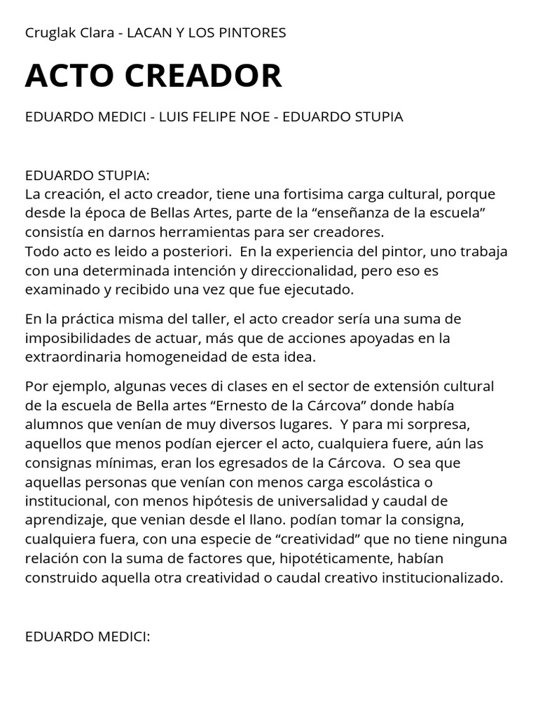 Acto Creador | PDF | Verdad | Realidad