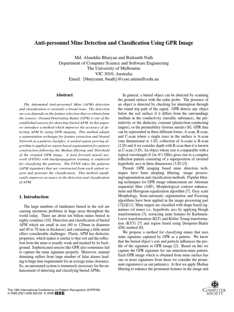 Anti-Personnel Mine Detection and Classification Using GPR Image | Unduh gratis PDF | Image ...