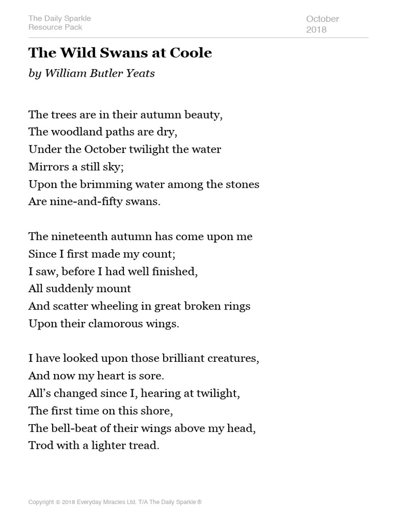 Poem The Wild Swans at Coole | PDF
