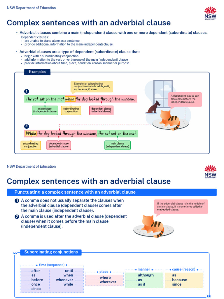 Complex Sentences with Adverbial Clauses | PDF | Clause | Adjective