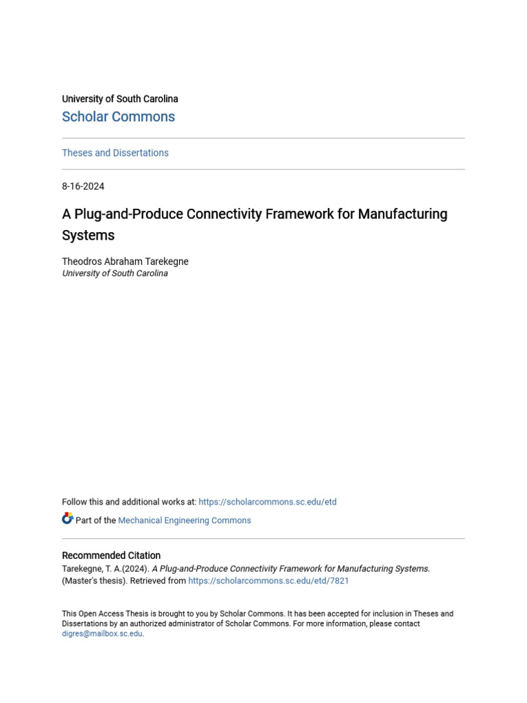 A Plug-and-Produce Connectivity Framework For Manufacturing Syste | PDF ...
