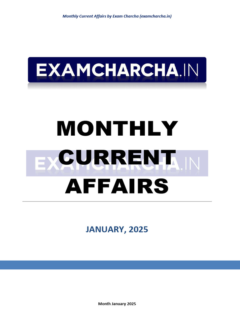 January Monthly Current Affairs | PDF