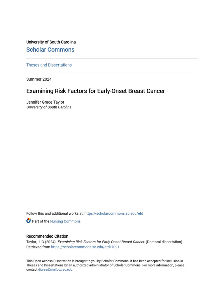 Examining Risk Factors for Early-Onset Breast Cancer | PDF | Health ...