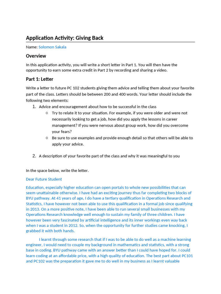 S Sakala pc102 w07 Giving-Back | PDF | Learning