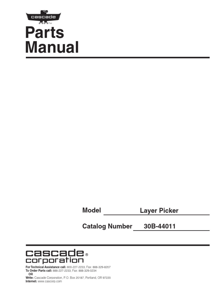 Cascade 30B Layer Picker Parts Manual | PDF | Piston | Equipment