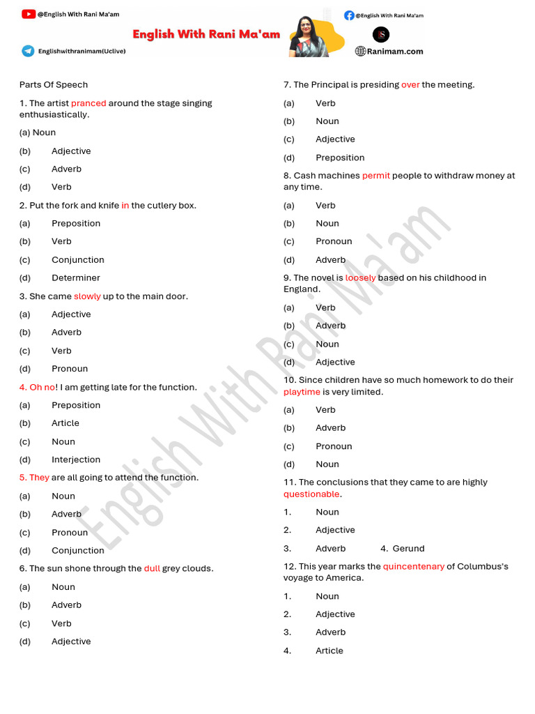 Identification of Parts of Speech - III | PDF | Adverb | Verb