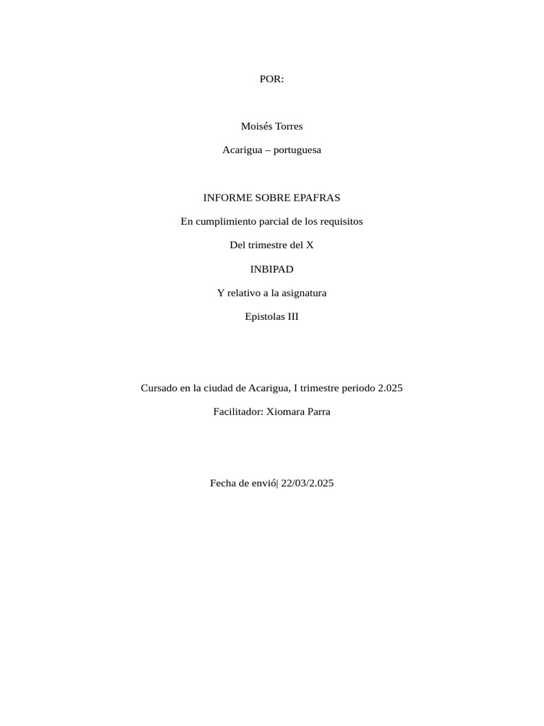 Historia de Epafras | PDF | Pablo el apóstol | Jesús