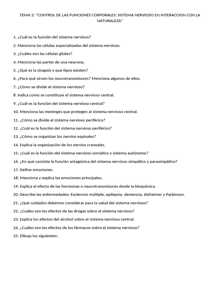 Cuest. SISTEMA NERVIOSO | PDF