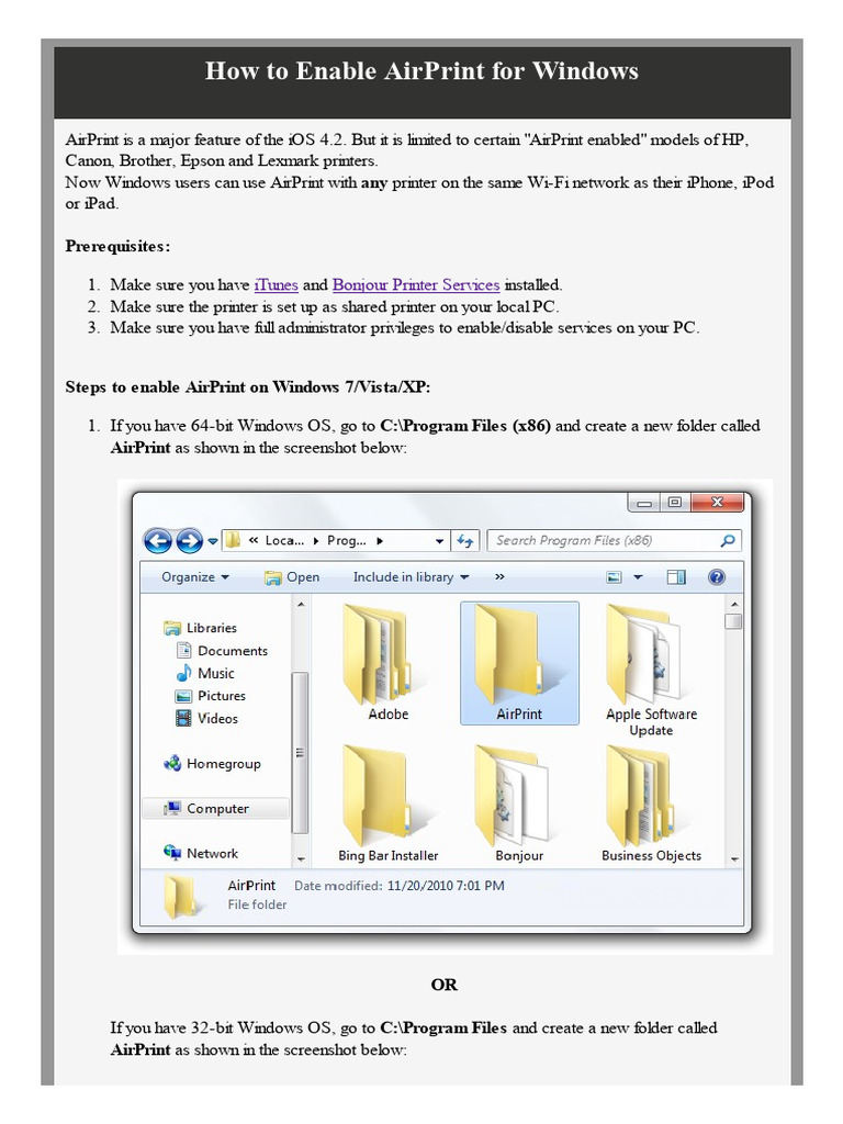 How To Enable AirPrint For Windows | PDF