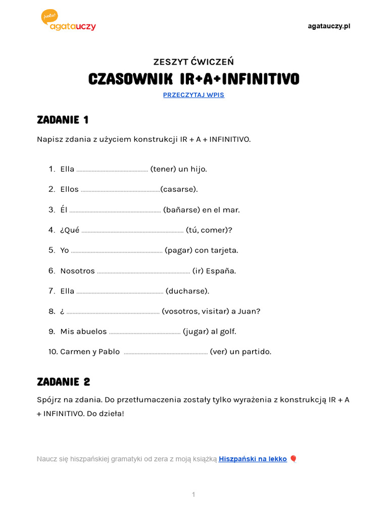 Zadania Ir A Infinitivo | PDF