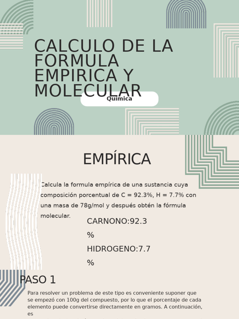 Cálculo de Fórmulas Empírica y Molecular | PDF