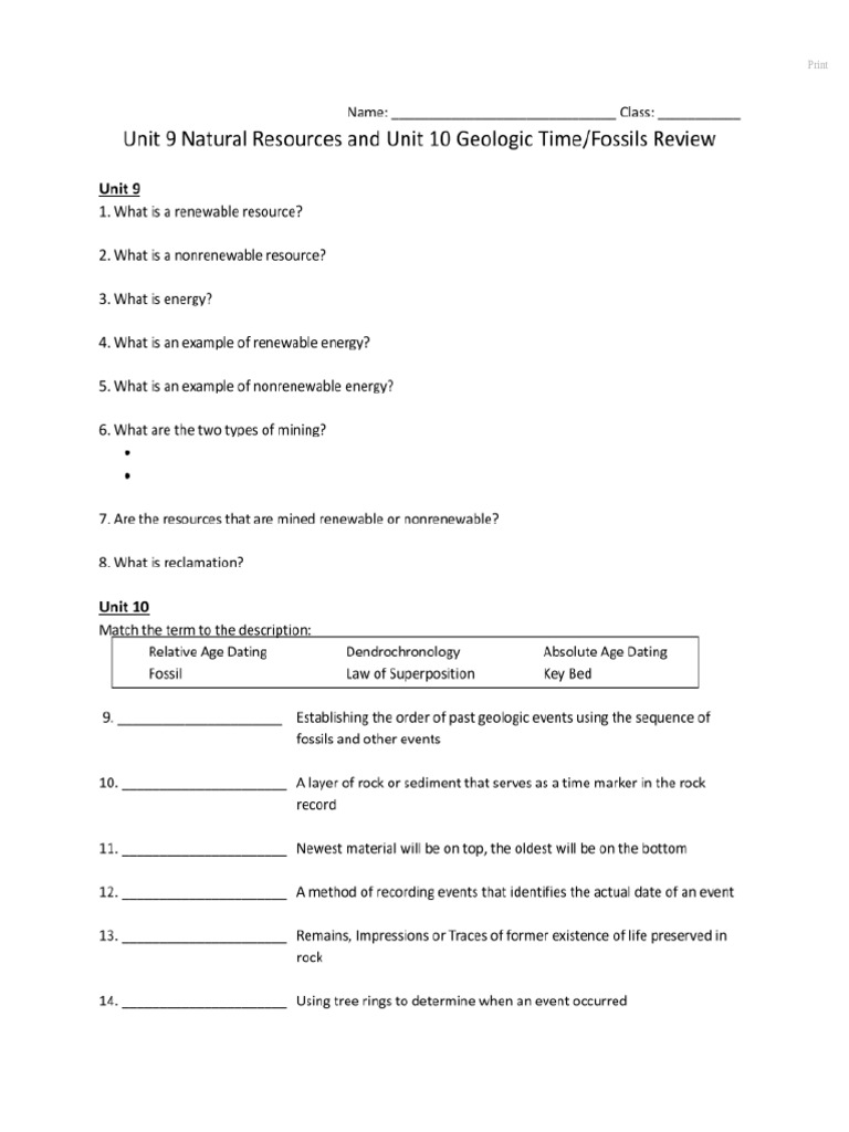 Unit 9 & 10 Review Revised - Schoology | PDF