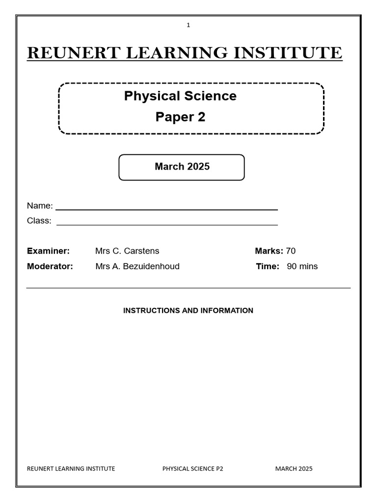 Physical Science Paper 2 - March 2025 - FINAL | PDF | Chemical Polarity ...