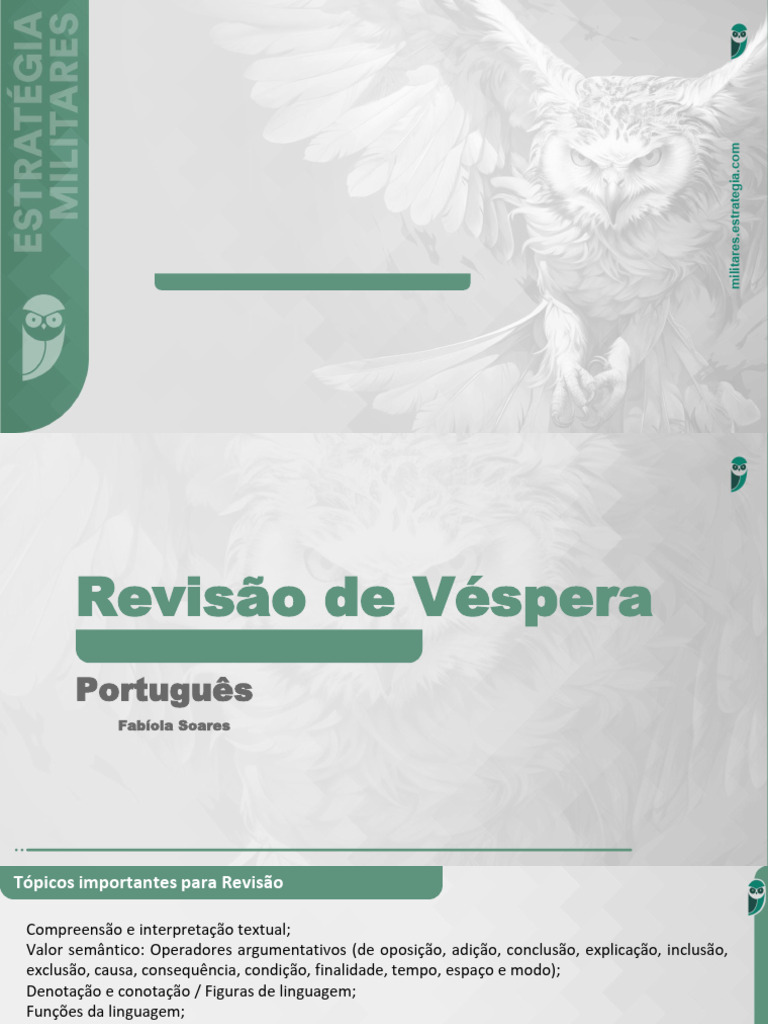 Revisão de Véspera CFN 2024 Português Fabíola Soares | PDF | Português ...