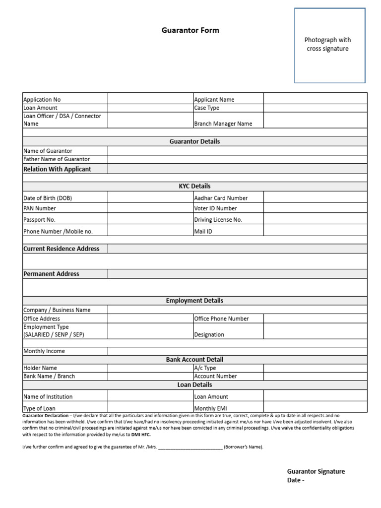 Guarantor Form for Loan Applications | PDF | Loans