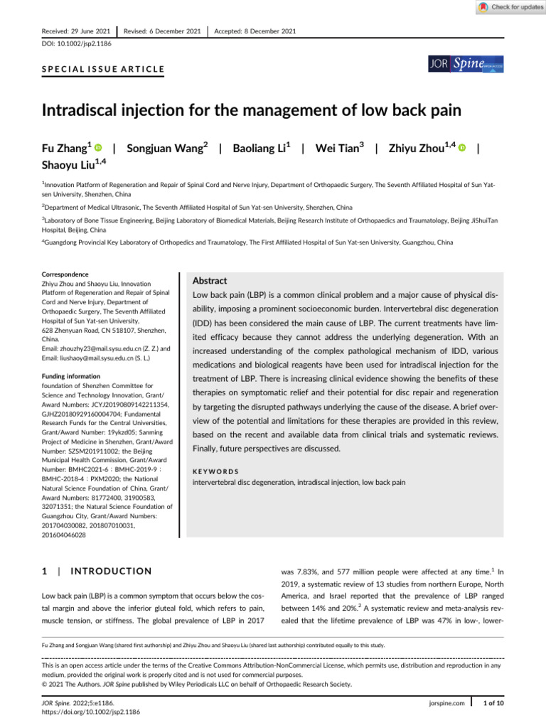 Intradiscal Injection for Low Back Pain | PDF | Mesenchymal Stem Cell ...