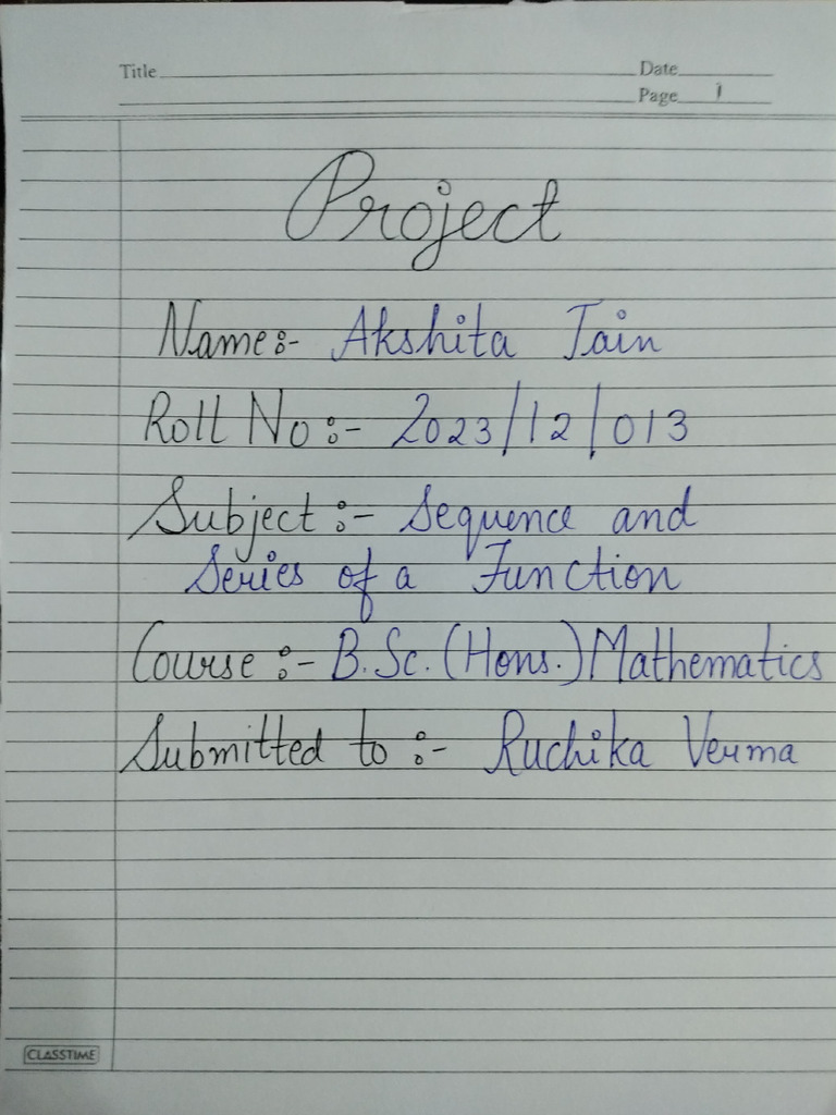 Sequence and Series SEM-4 Project | PDF