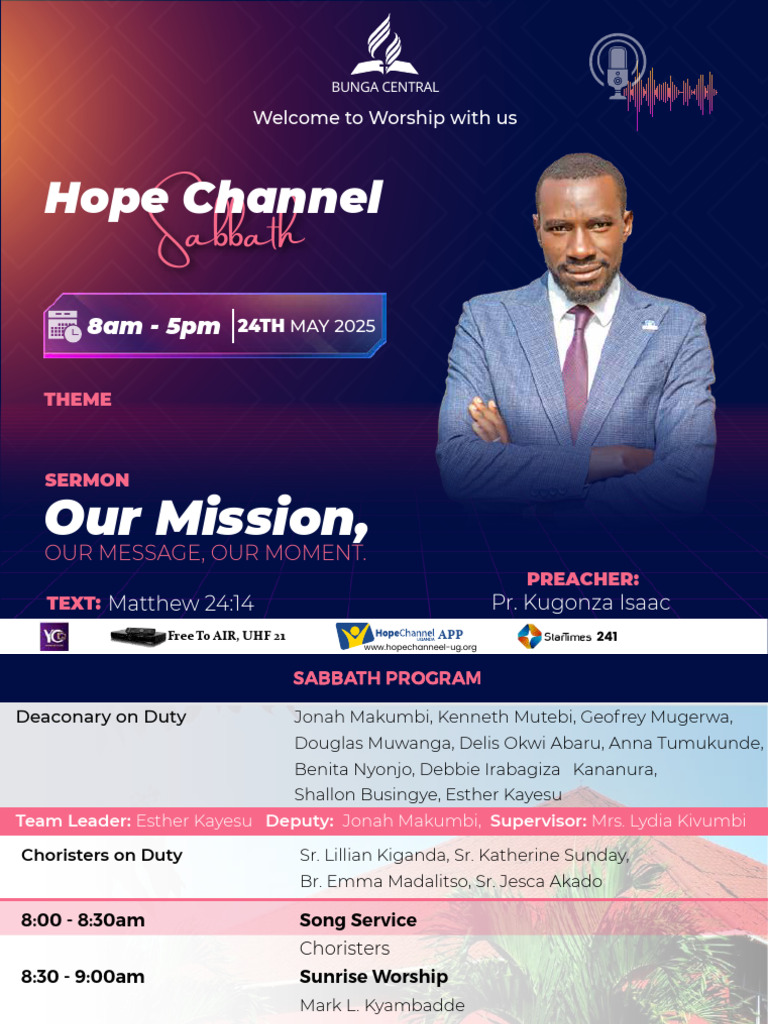 Hope Channel Sabbath - 24th May | PDF
