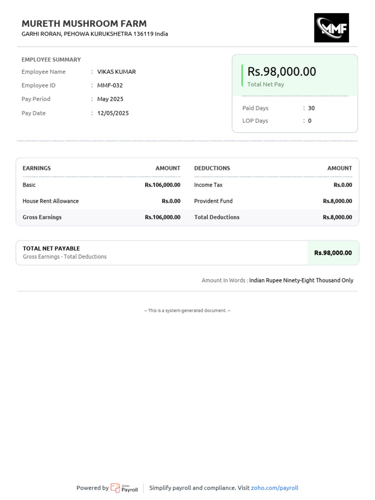 Payslip MMF-032 May 2025 19907946868701656 1747223072411 | PDF