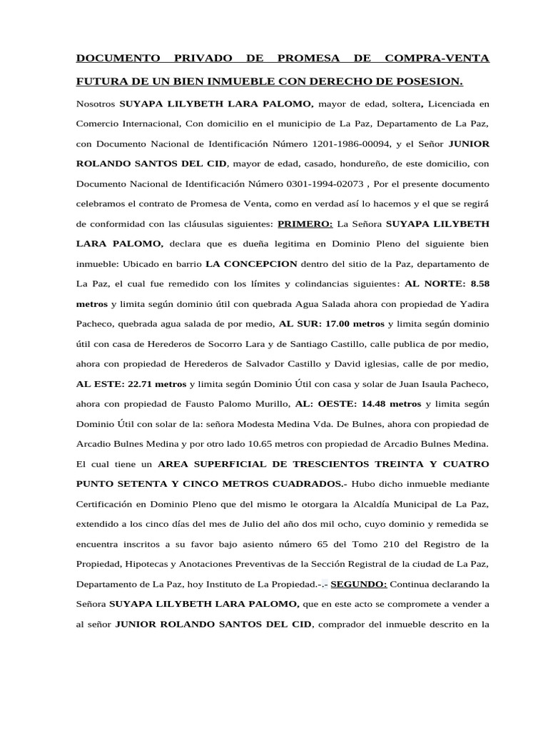 Promesa de Compraventa | PDF | Propiedad