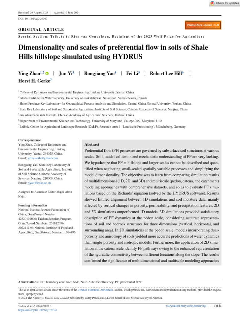 Dimensionality and Scales of Preferential Flow in Soils of Shale Hills Hillslope | PDF ...