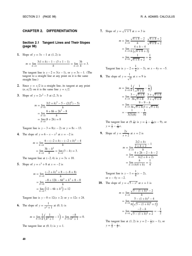 Chapter 2 | PDF | Slope | Tangent