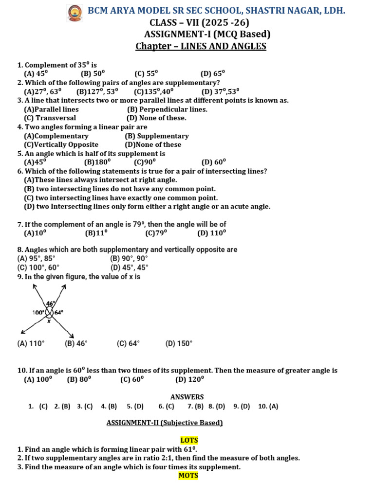 Angles and Their Relationships in Geometry | PDF | Geometric ...