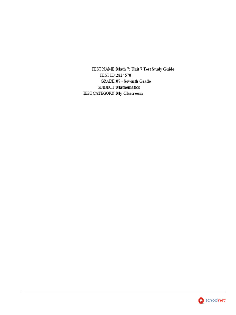 Math Unit 7 Test Study Guide KEY | PDF | Volume | Euclidean Geometry