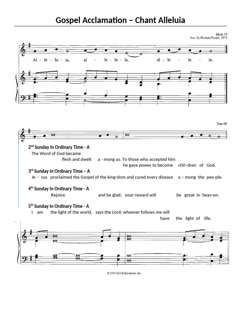 Gospel Acclamation - Chant - Winter Ordinary Time A | PDF