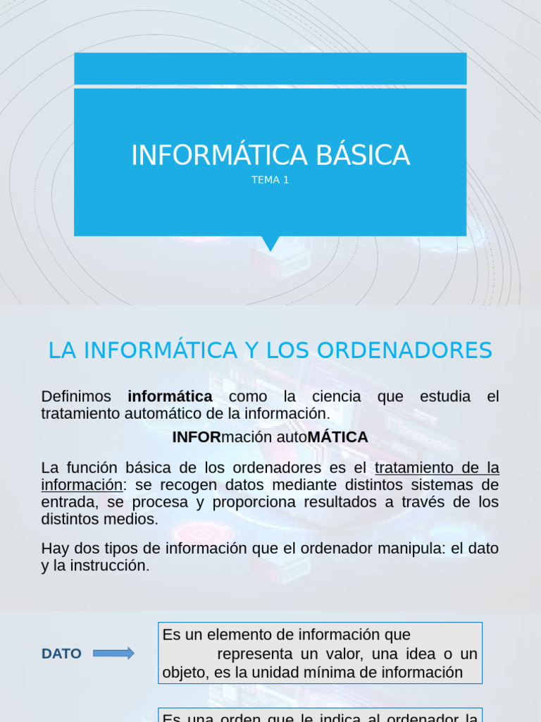 Tema 1 Informã Tica Bã Sica | PDF | Hardware de la computadora | Periférico