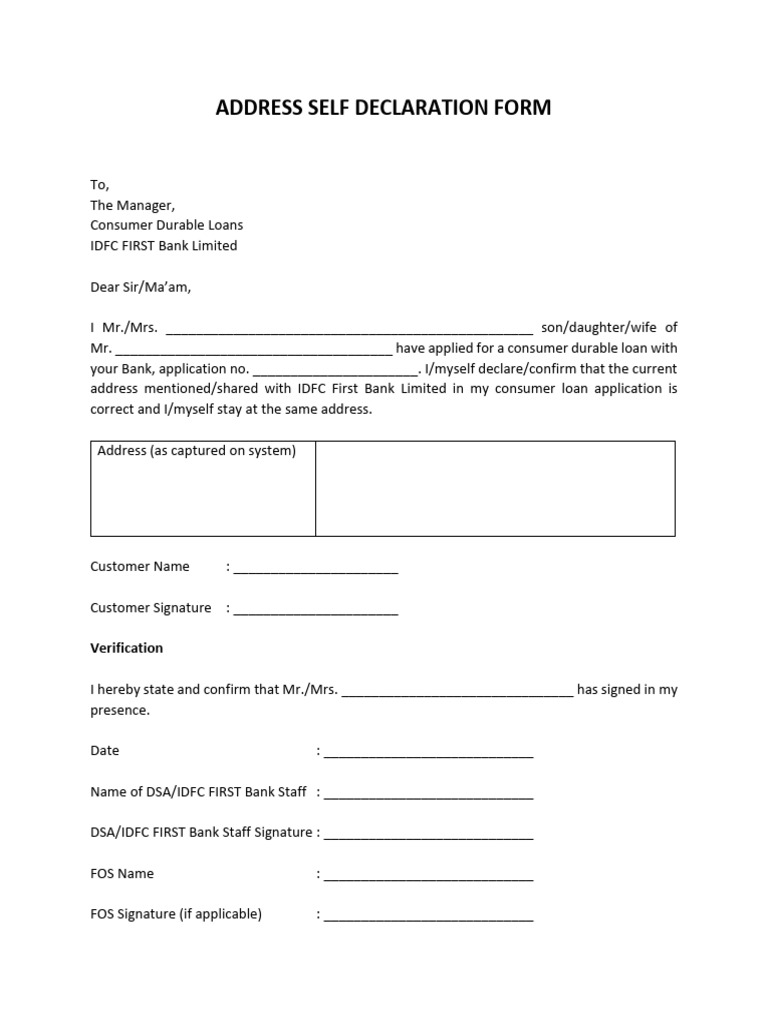 Address Self-Declaration Format | PDF