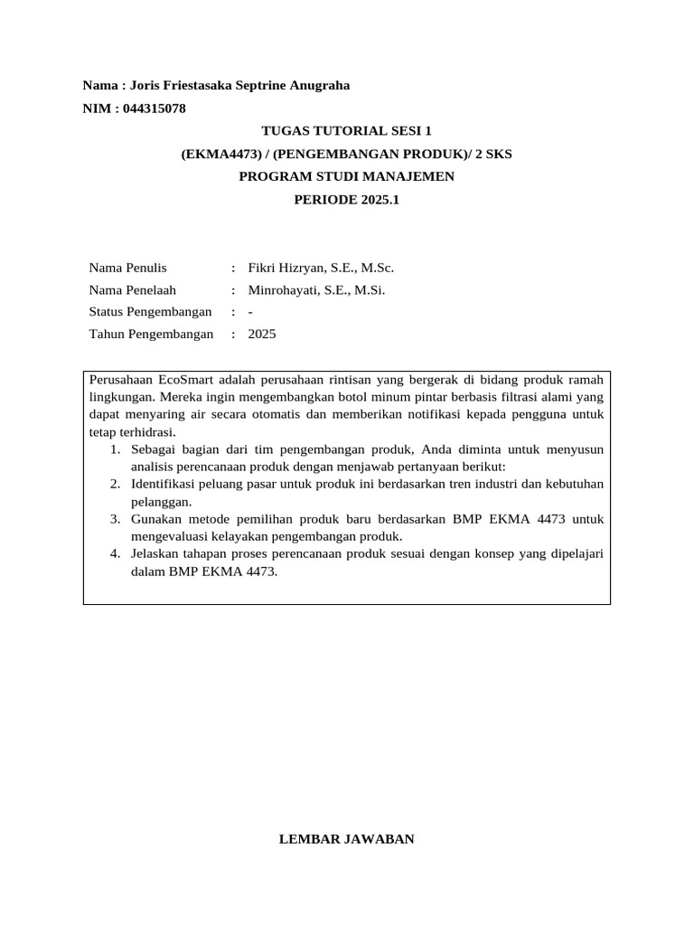 Tugas 1 Pengembangan Produk | PDF