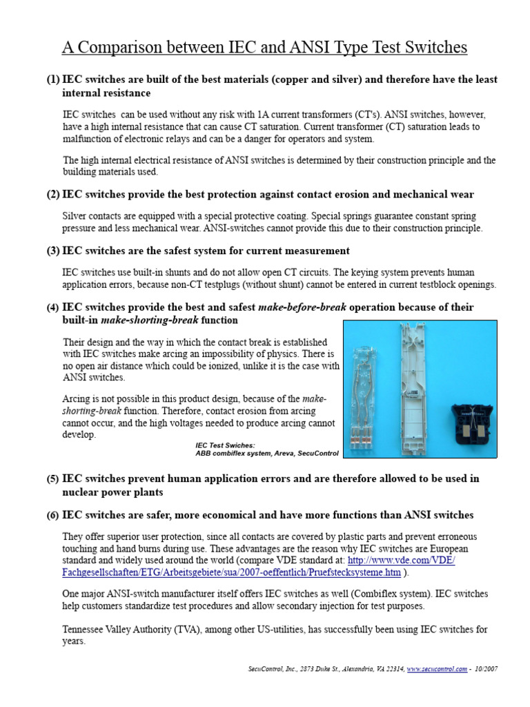 A Comparison Between Iec and Ansi Type Test Switches | PDF | Switch ...