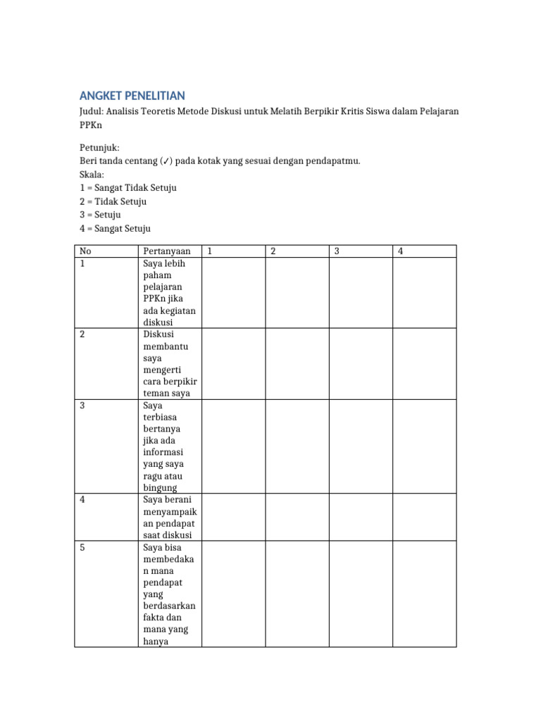 Angket_Penelitian_Metode_Diskusi | PDF