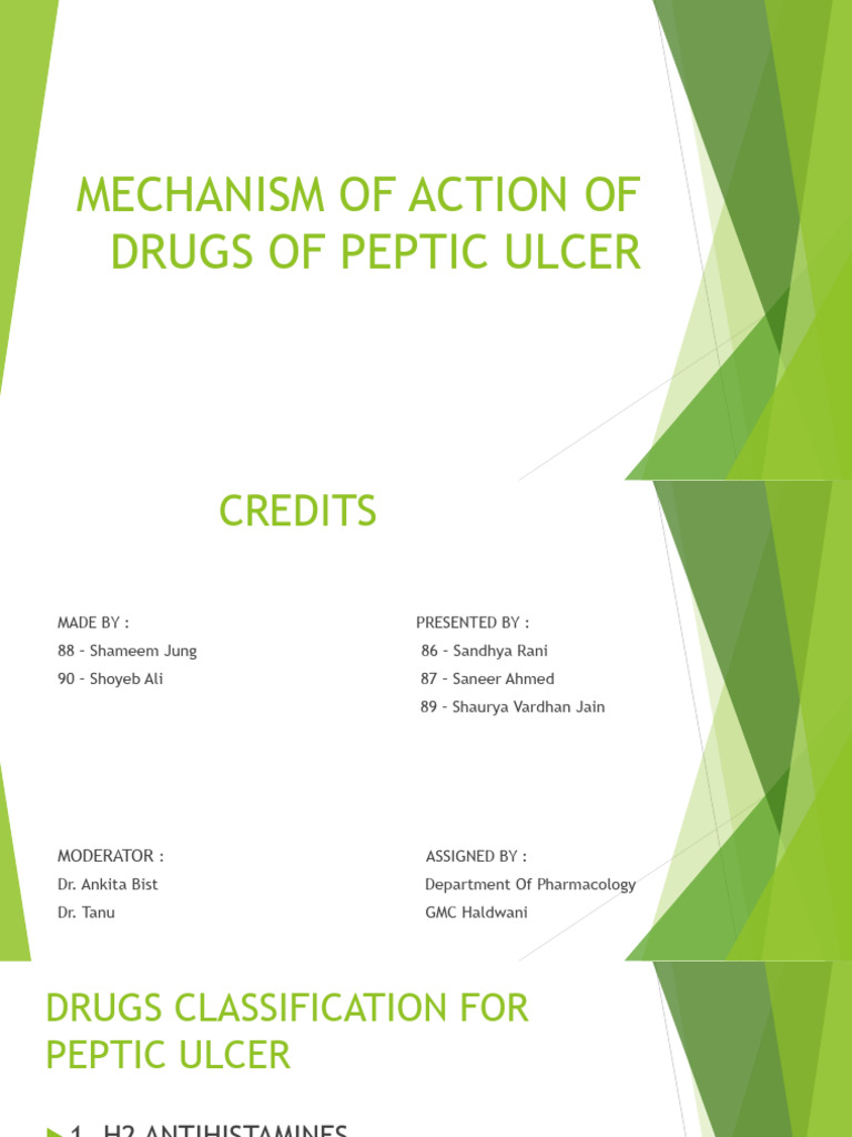 Peptic Ulcer Drug Mechanisms Explained | PDF | Stomach | Drugs