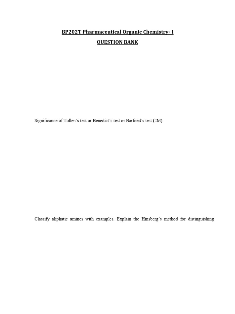 Bp202t Poc I Question Bank | PDF | Chemical Reactions | Chemical Compounds